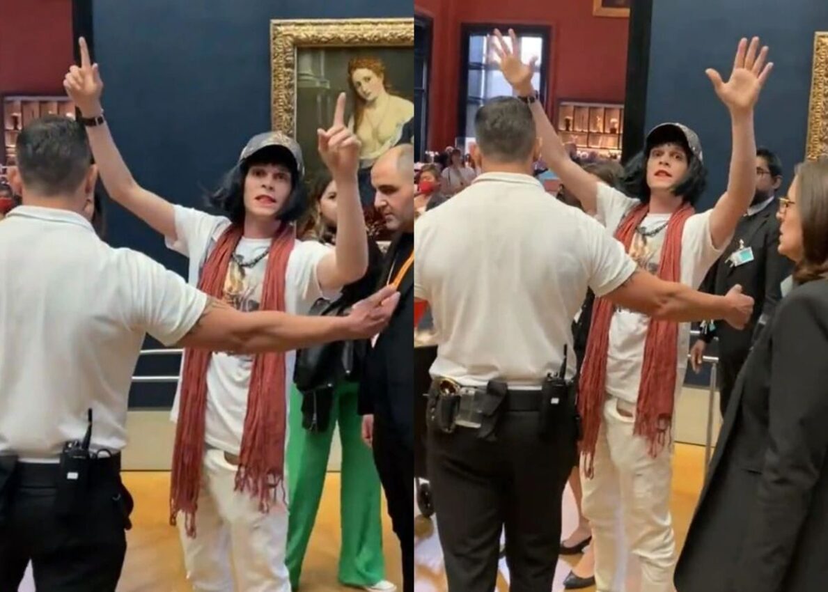 Mona Lisa painting vandalized by man dressed as an old woman