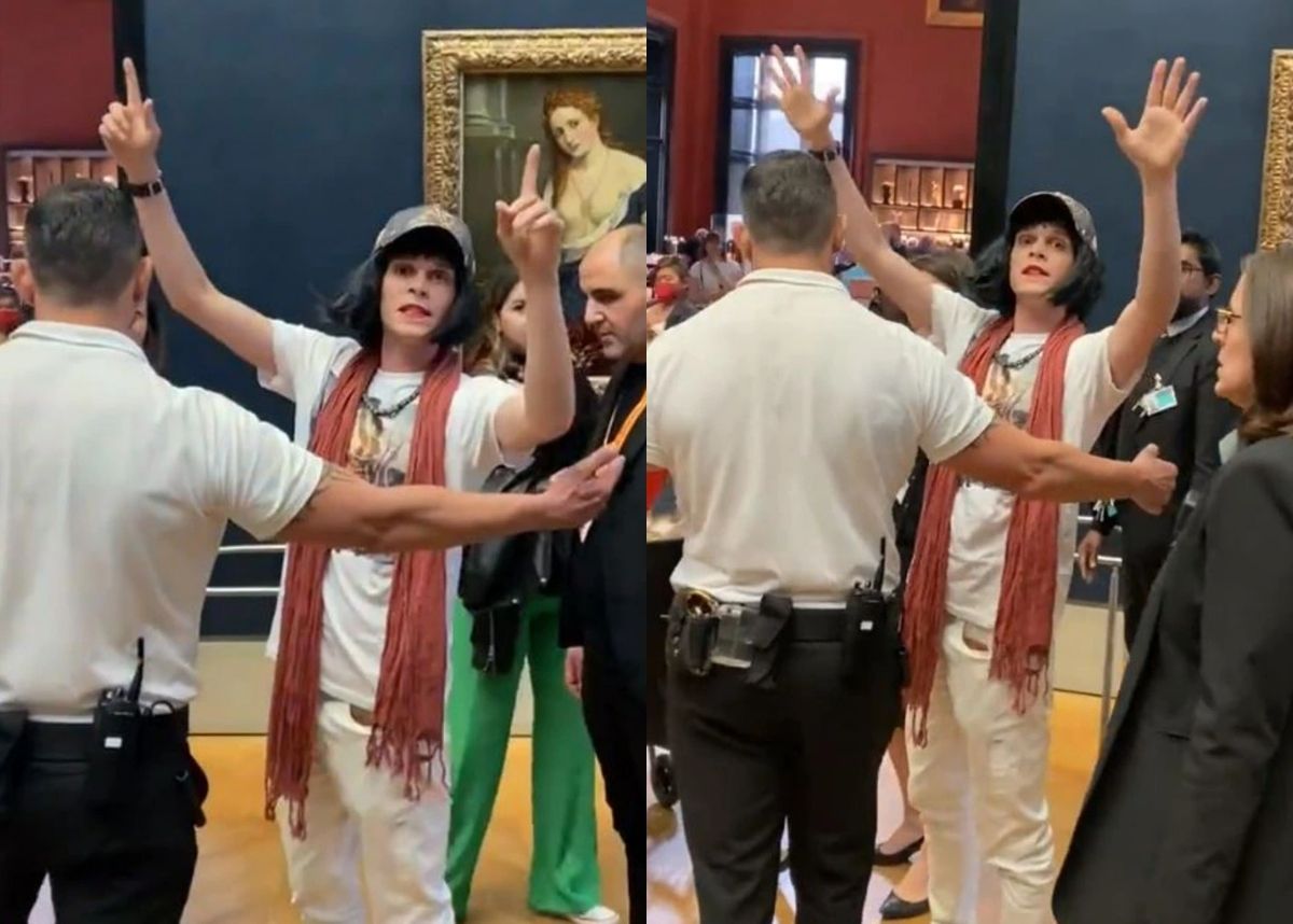 Mona Lisa painting vandalized by man dressed as an old woman